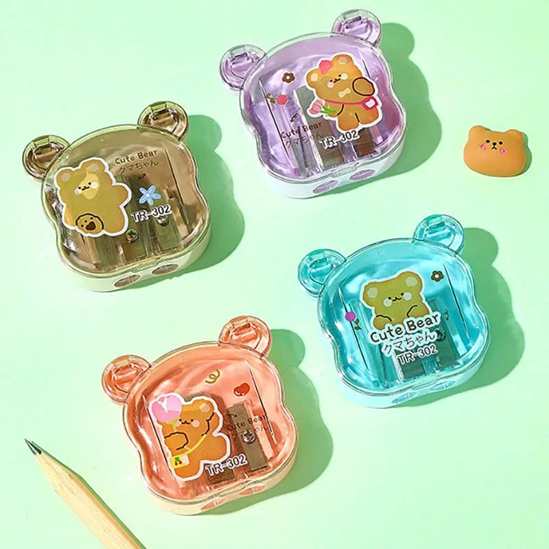 Buy Cute Little Bear Shaped Double Hole Pencil Sharpener