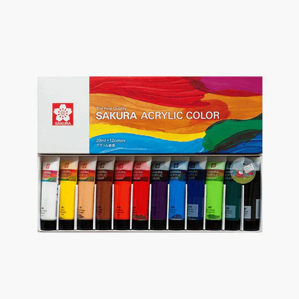 Buy Now Sakura Acrylic Paint 12 Colors Set 20ml Tube